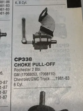 KEMPARTS CP338 Bwd Carburetor Choke Crosses Standard VC681